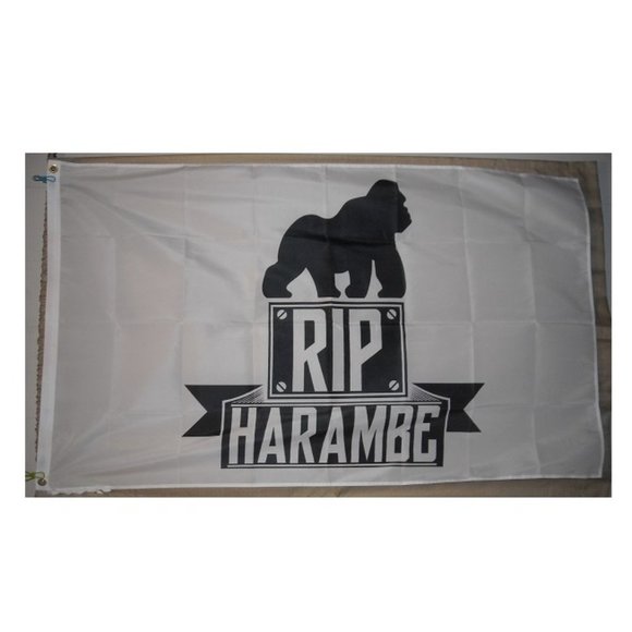 Wall Decor | Rip Harambe Gorilla Cincinnati Zoo 3x5 White Flag Banner 2 ...